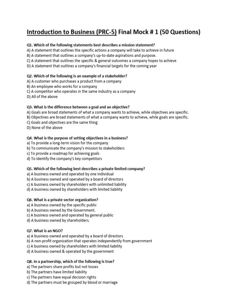 Mock ITB Question Paper | PDF