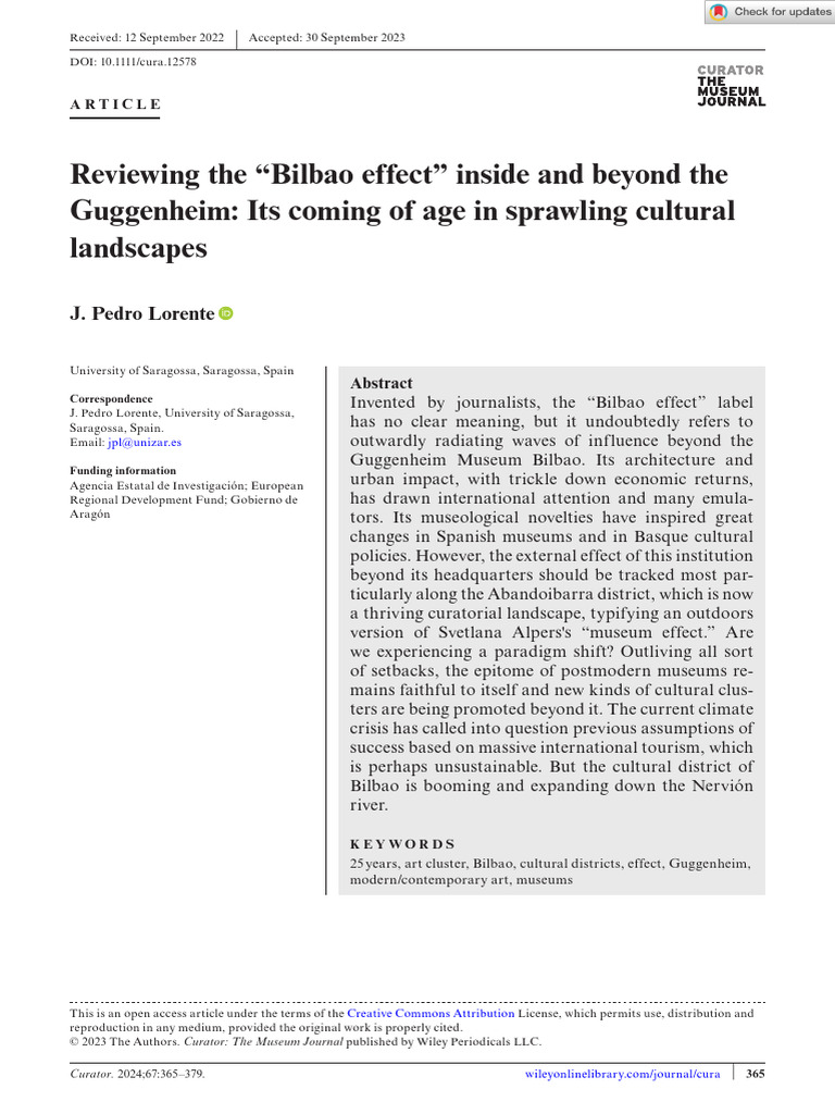Report On Reviewing The Bilbao Effect Inside and Beyond The Guggenheim Its Coming of | PDF