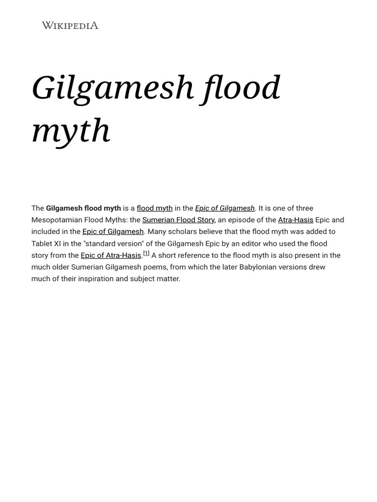 Gilgamesh Flood Myth - Wikipedia | PDF