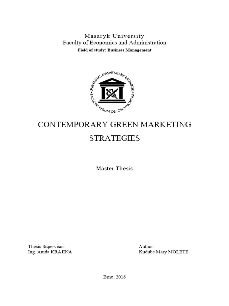 Master Thesis Contemporary Green Marketing Strategies Pdf