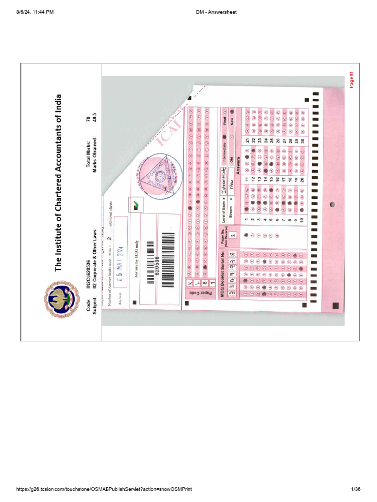 Law Answer Sheet | PDF