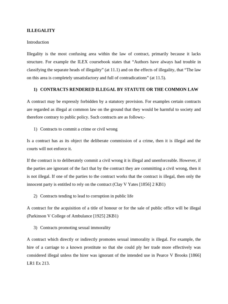 Contract and Legality | PDF