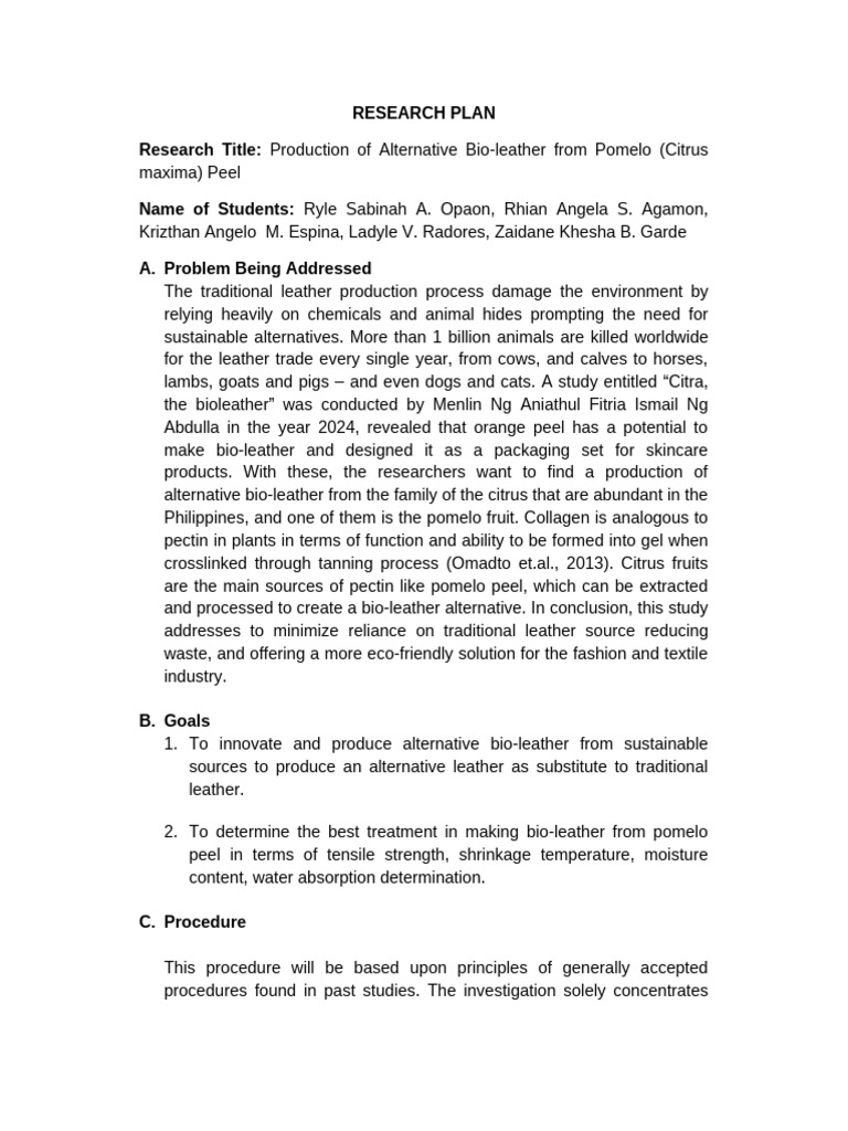 RESEARCH PLAN Group 5 | PDF