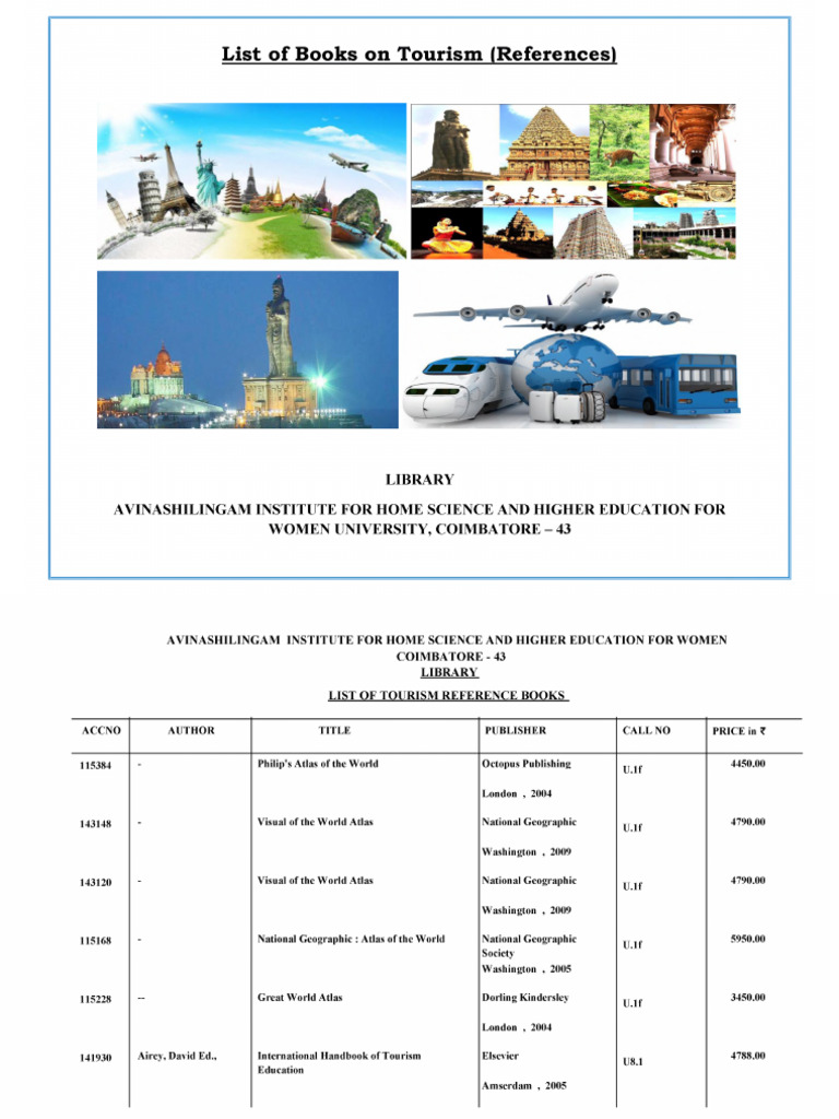 Tourism Reference Books List | PDF