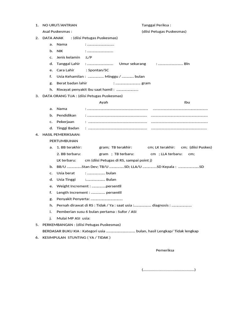 FORM STUNTING Rev 2 | PDF