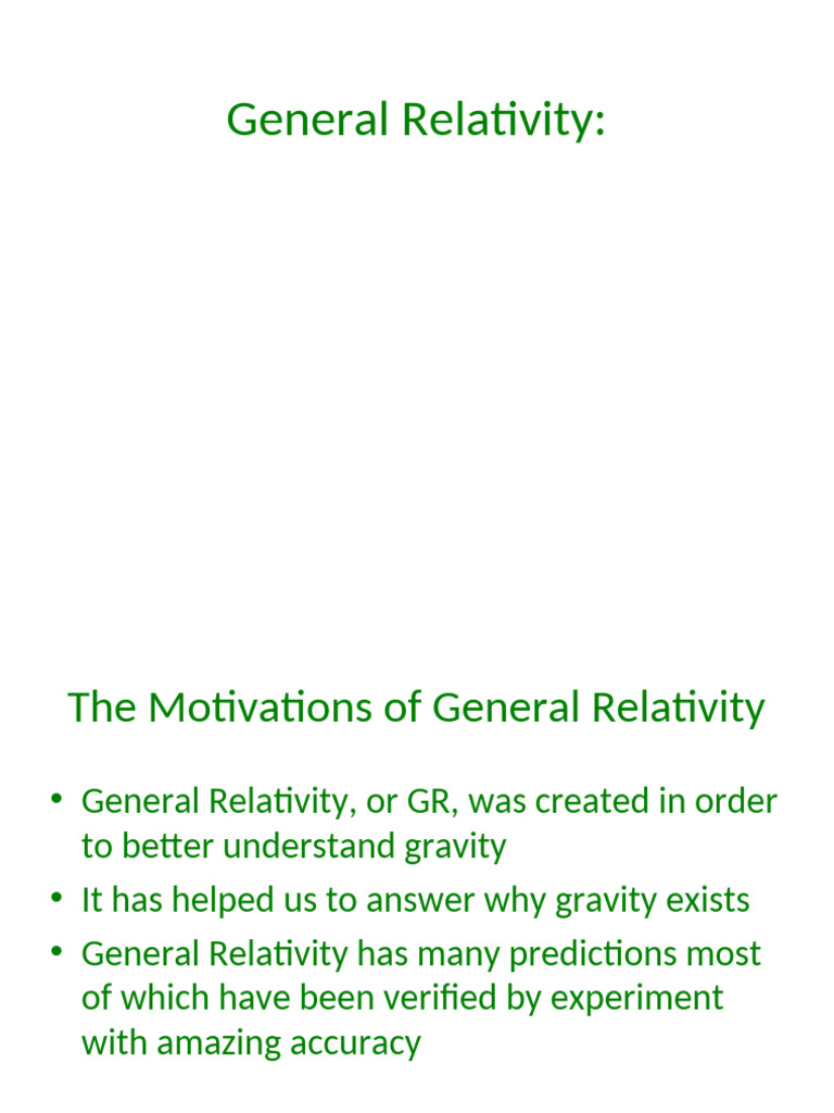 Introduction To General Relativity | PDF