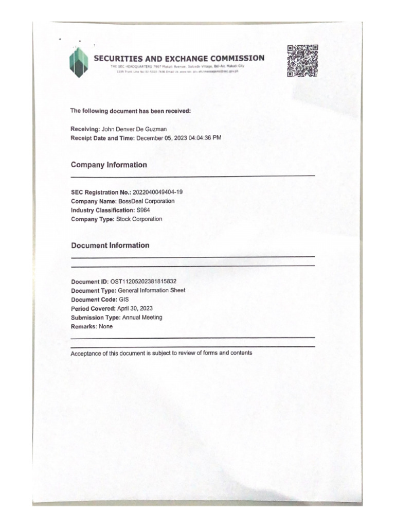 Securities and Exchange Commission | PDF