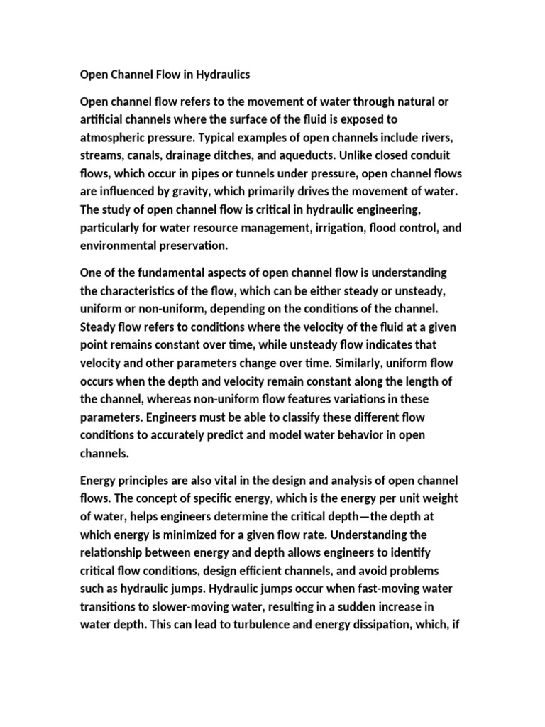 Open Channel Flow in Hydraulics | PDF
