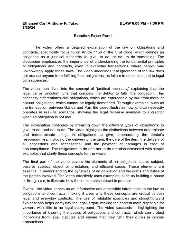 Reaction Paper 1-4 | PDF