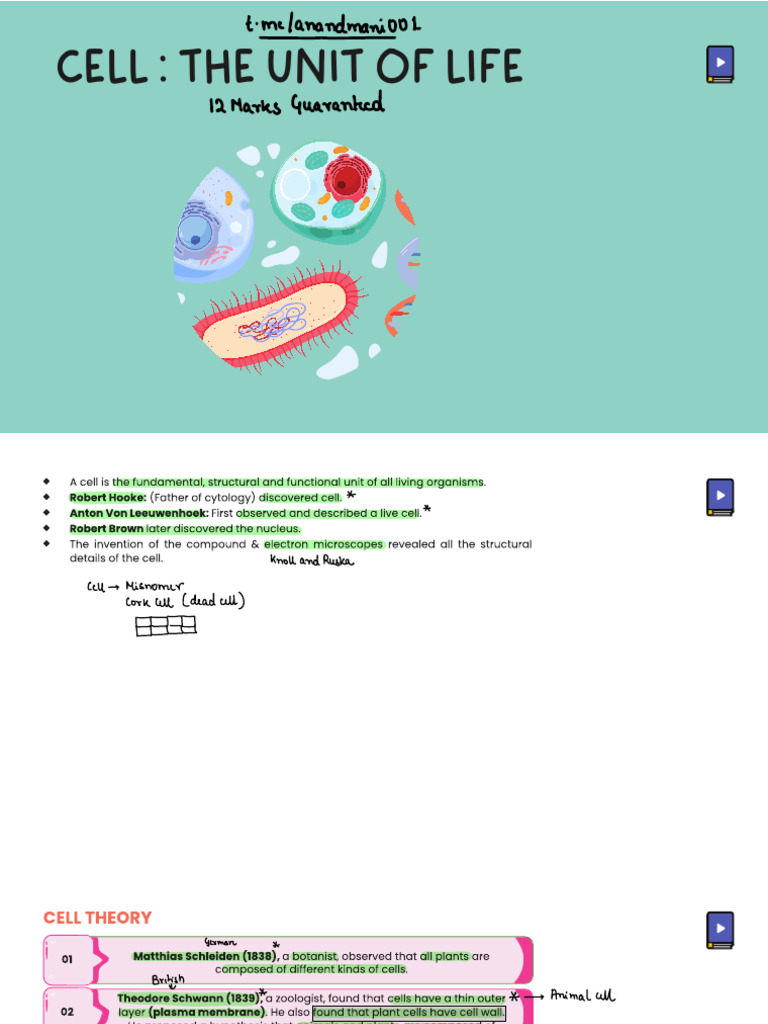 CH 8. Cell - The Unit of Life - PPT | PDF