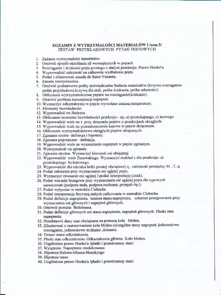 Wytrzymaosc Egz 1 | PDF