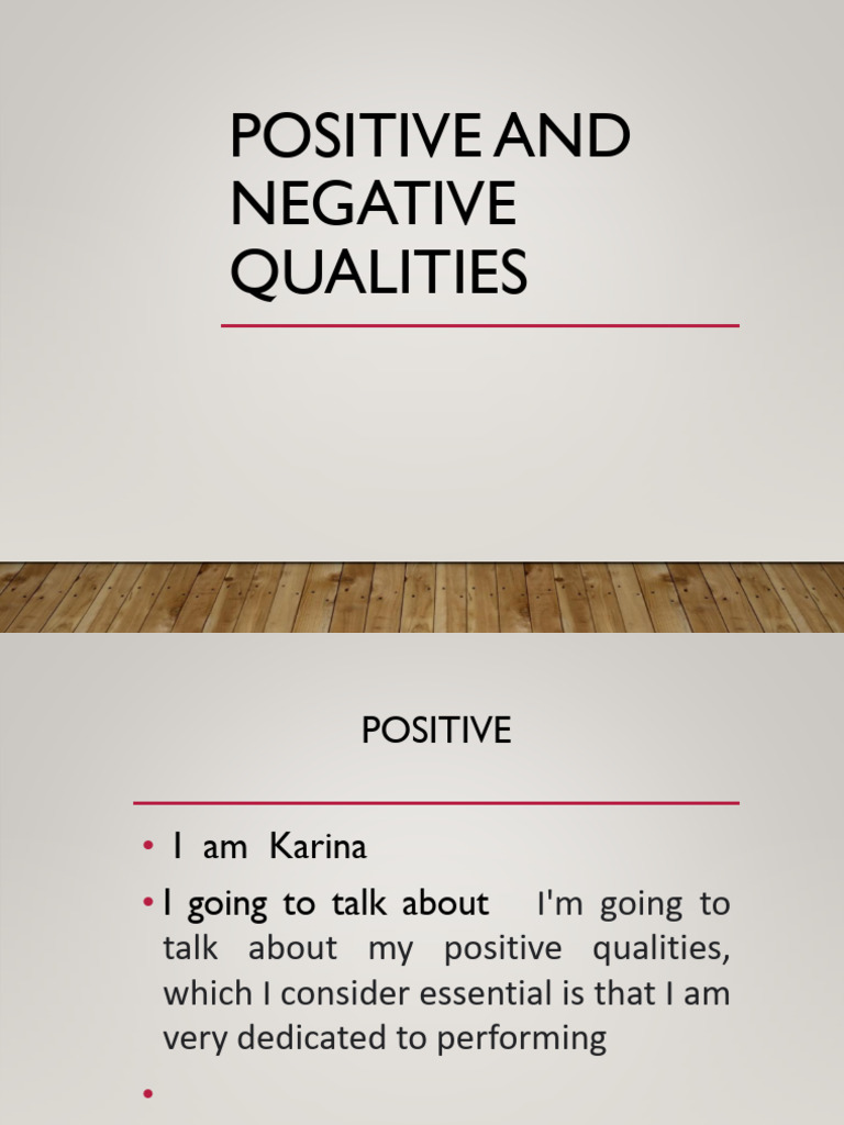 POSITIVE AND NEGATIVE QUALITIES | PDF