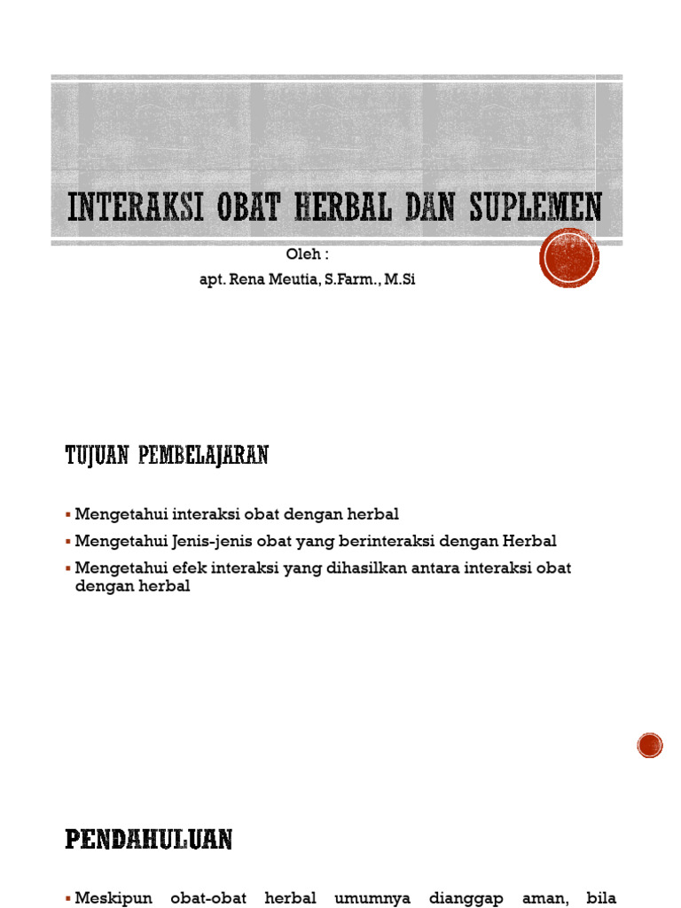 Interaksi Obat Herbal Dan Suplemen | PDF