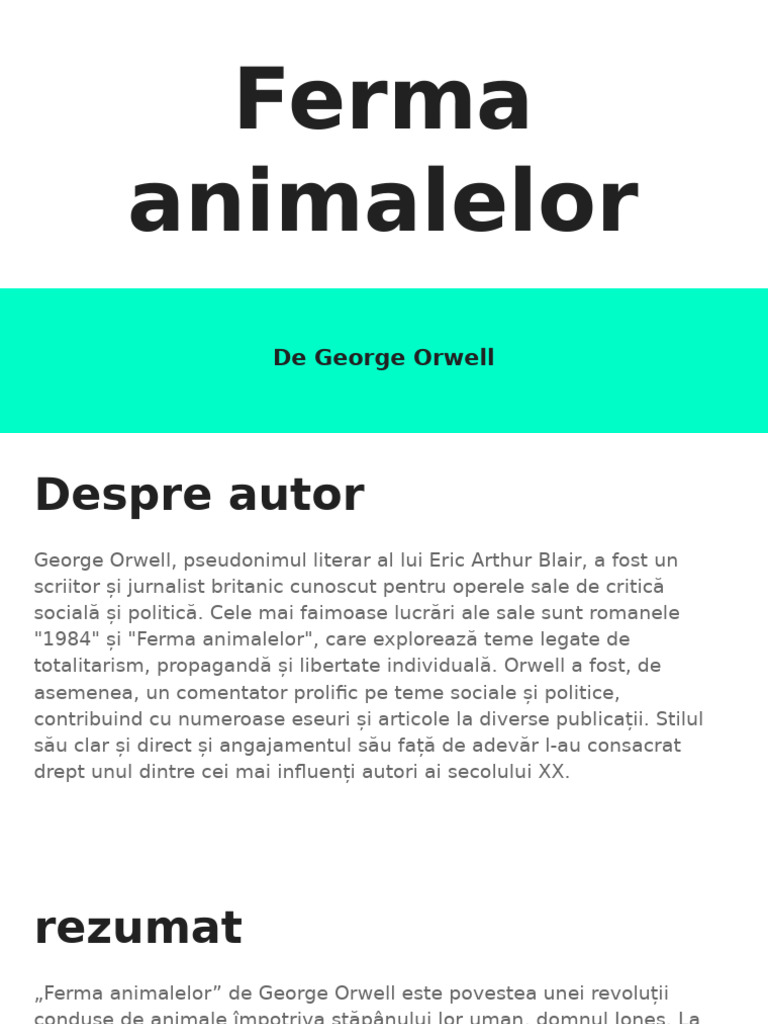 Ferma Animalelor | PDF
