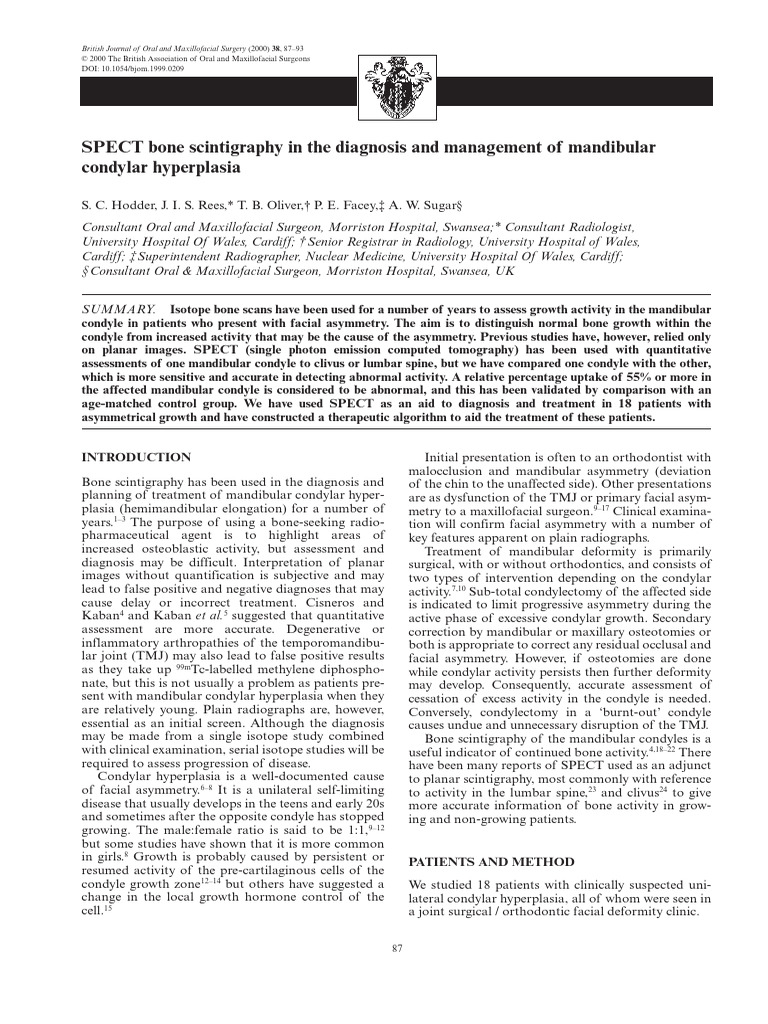 SPECT Bone Scintigraphy in The Diagnosis and Management of CH - Hodder 2000 | PDF