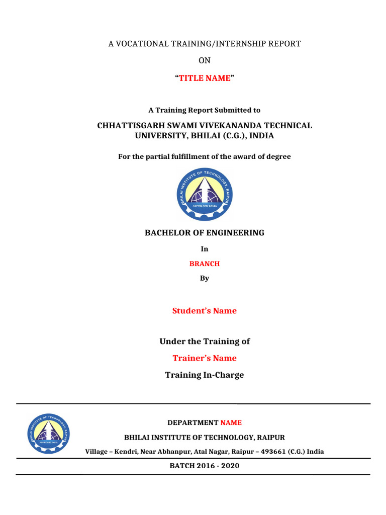 Format 4 - Industrial Training Report | PDF