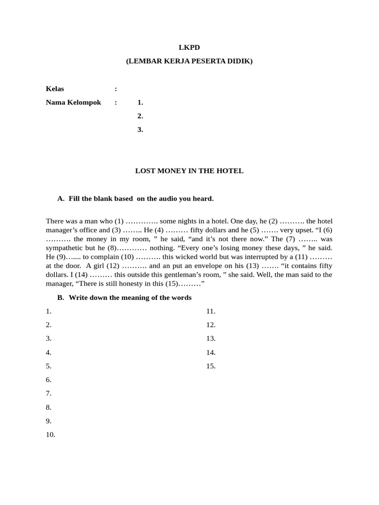 LKPD Narrative Text | PDF