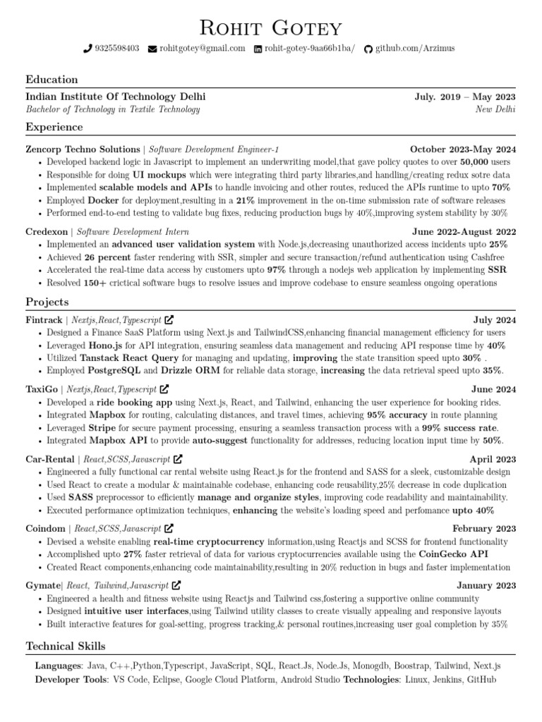 Resume Rohit | PDF