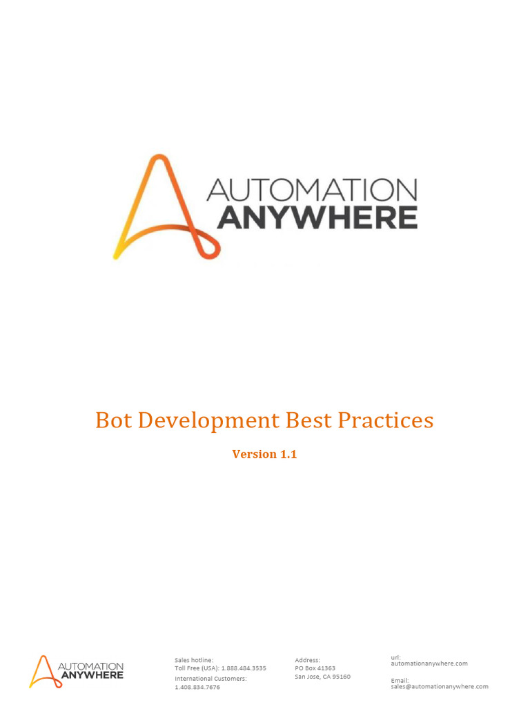 Bot Development Best Practices - Automation 360 | PDF