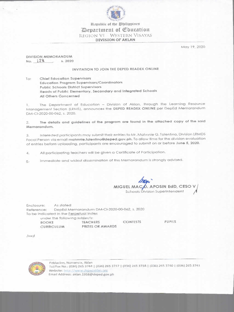 Invitation To Join The Deped Readex Online 05272020154851 | PDF