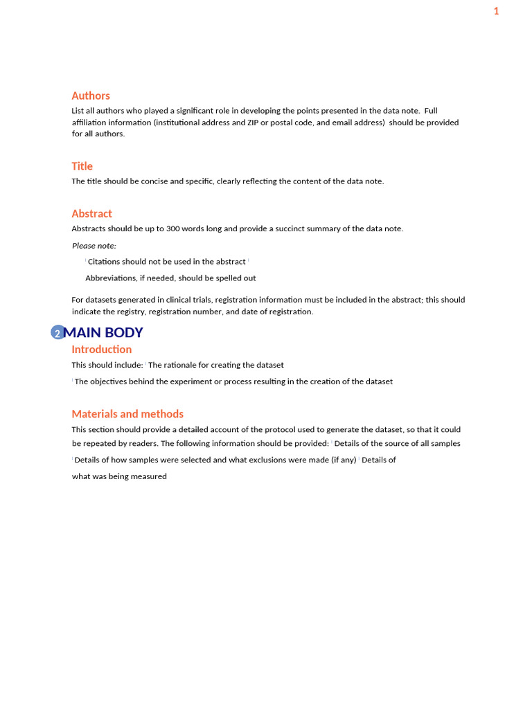 Taylor and Francis Data Note Template | PDF