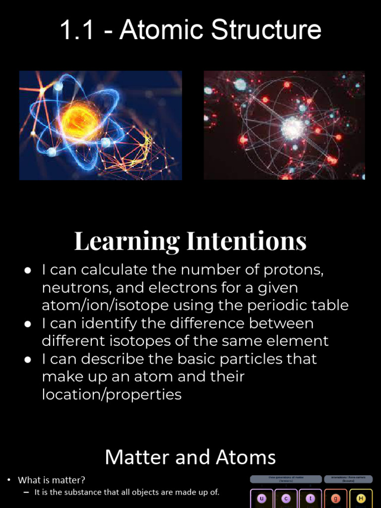 Lesson 1.1 - Atomic Structure | PDF