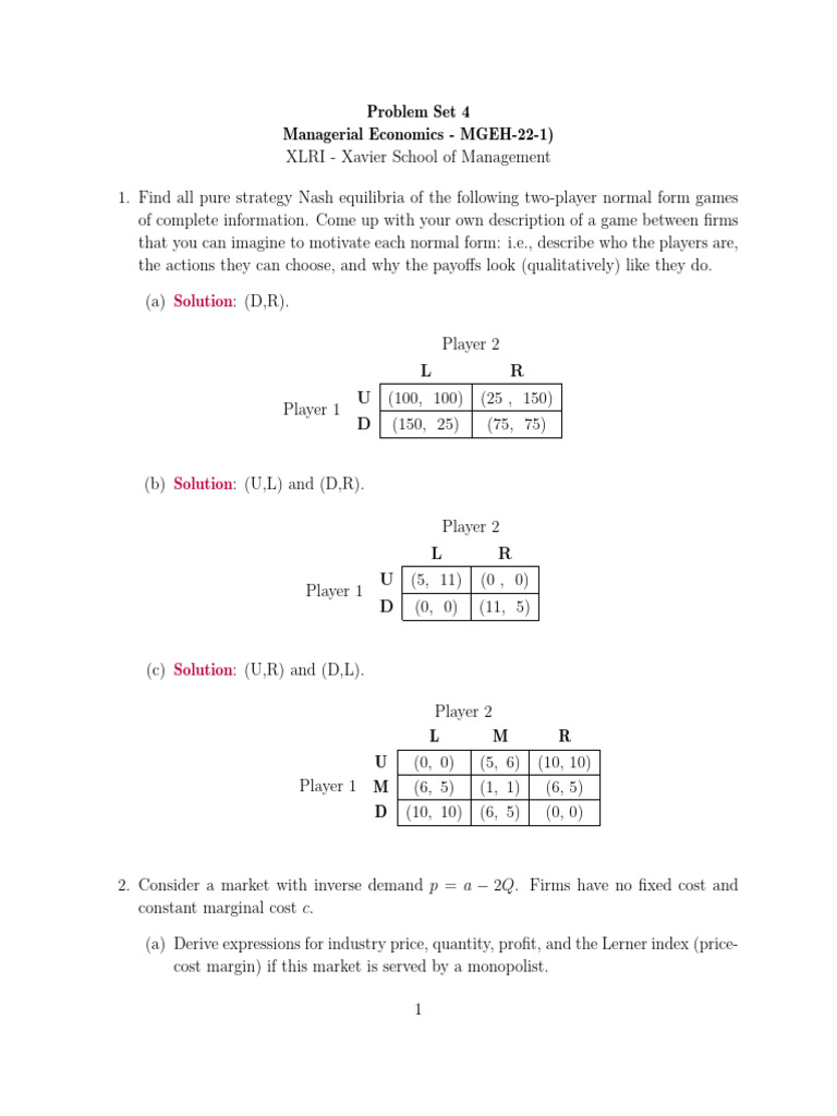 Problem Set 4 - Solution | PDF