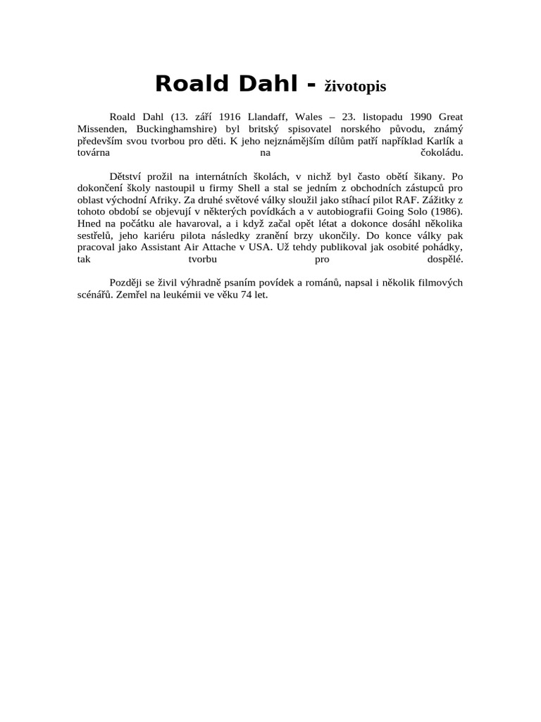 Roald Dahl | PDF