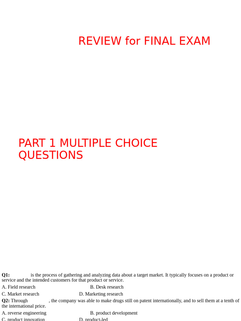 REVIEW For FINAL EXAM | PDF