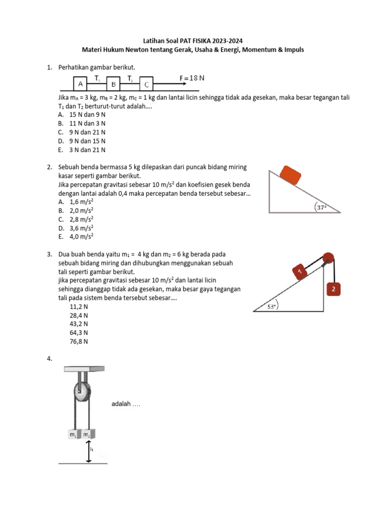 Latihan Soal PAT Fisika 2023-2024 | PDF