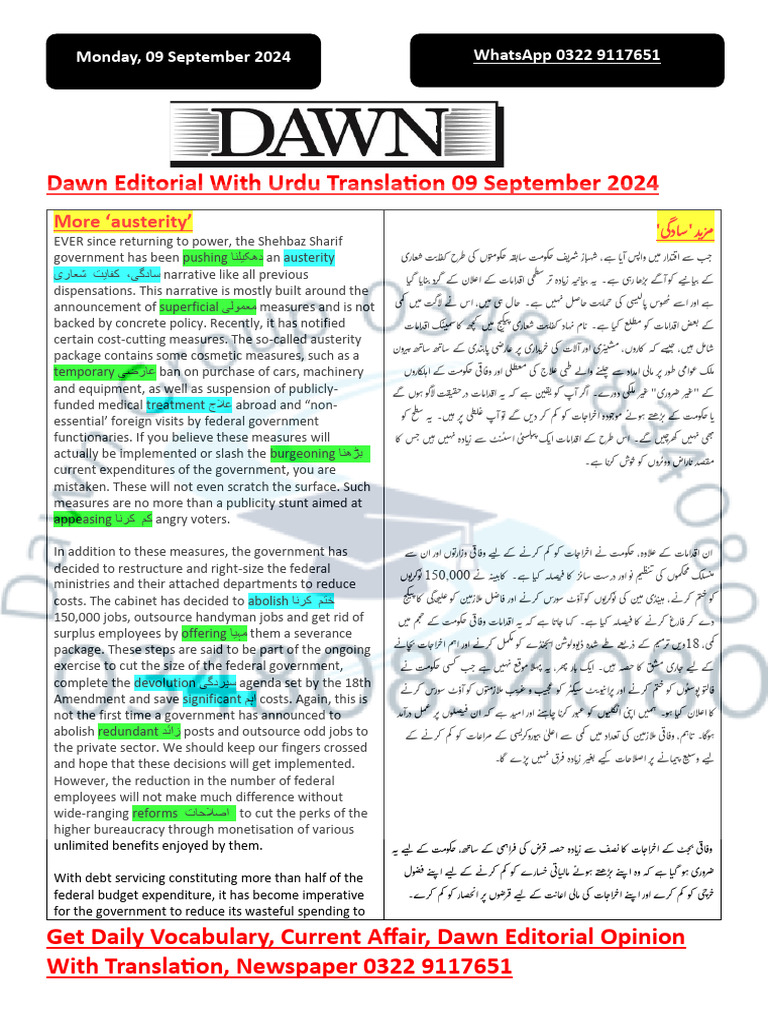 09 September Dawn Editorial 2024 | PDF