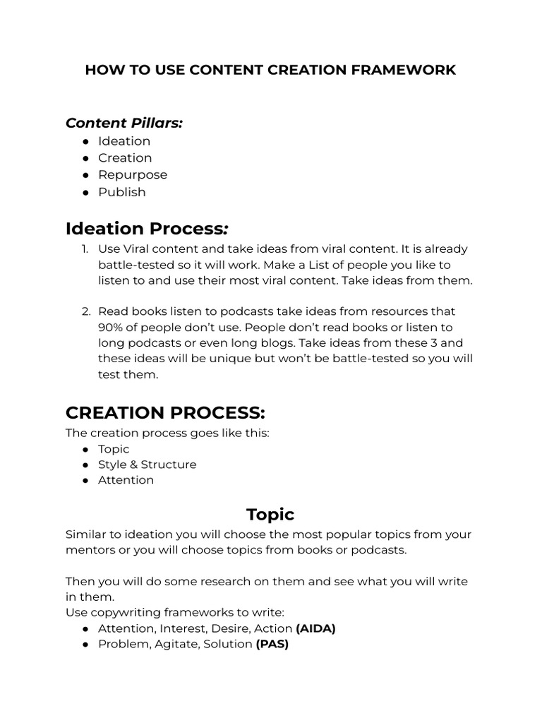 Content Creation Framework | PDF