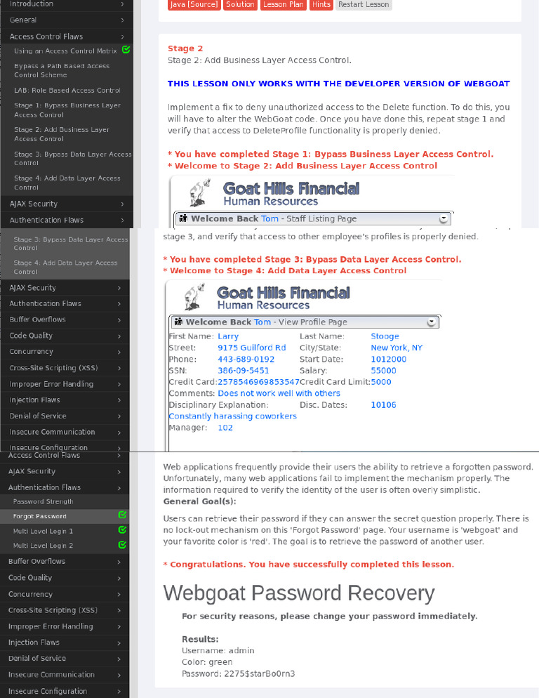 Webgoat Exercise | PDF