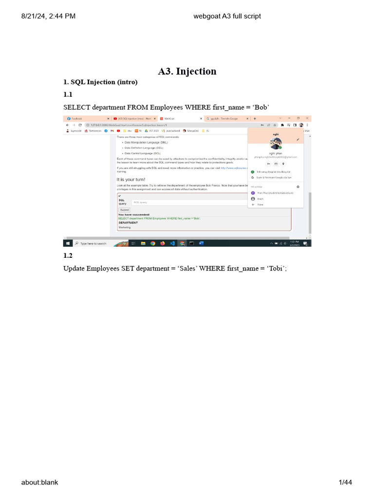 Webgoat A3 Full Script | PDF