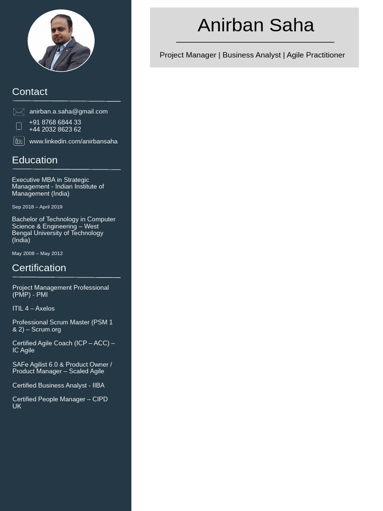 Anirban Saha Resume PM | PDF | Business | Computers