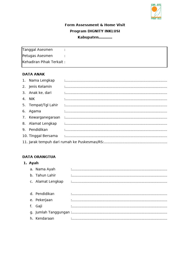 Form Asesmen & Home Visit | PDF