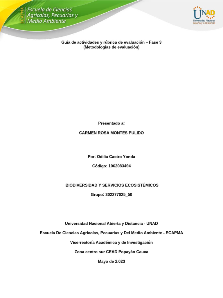 Odilia Castro Yonda Biodiversidad Pdf