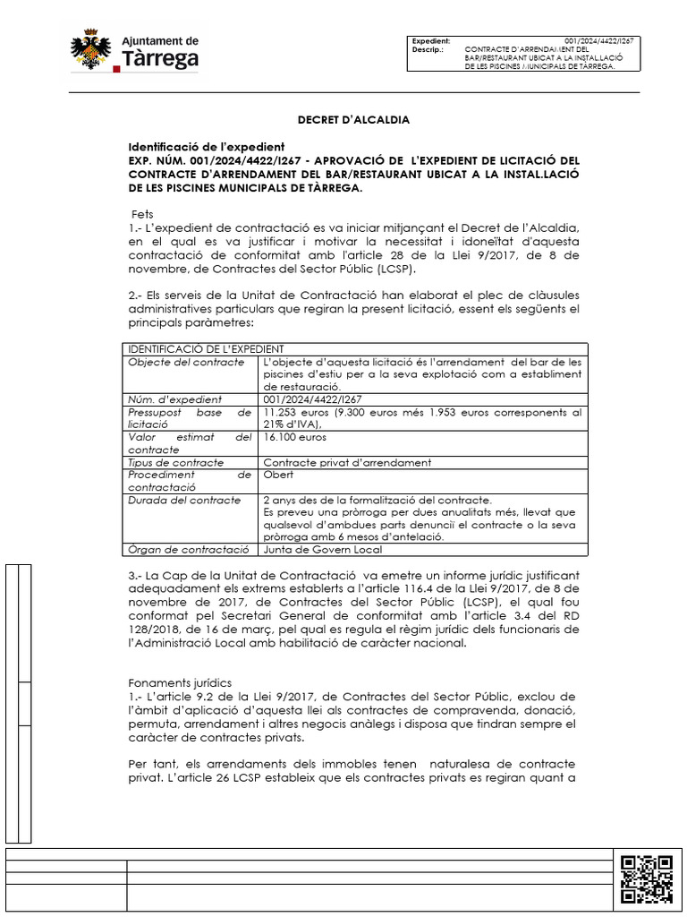 Decret Aprovació Expedient | PDF