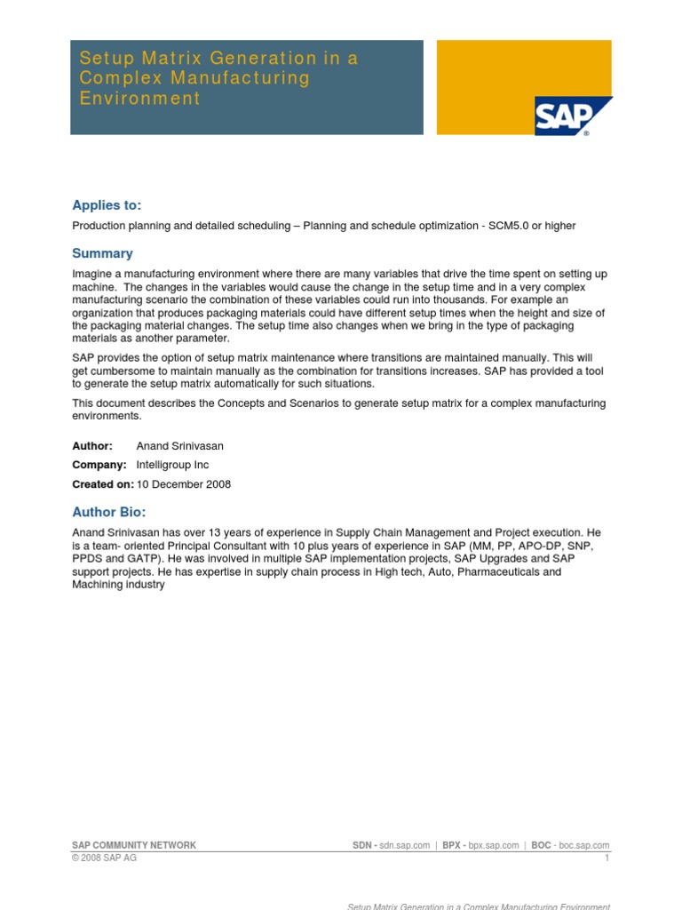 Automatic Setup Matrix Generation | PDF | Matrix (Mathematics) | Supply ...