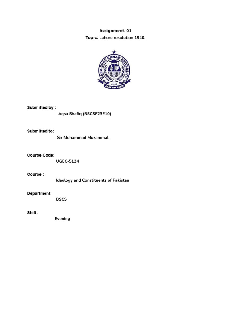 Lahore Resolution | PDF