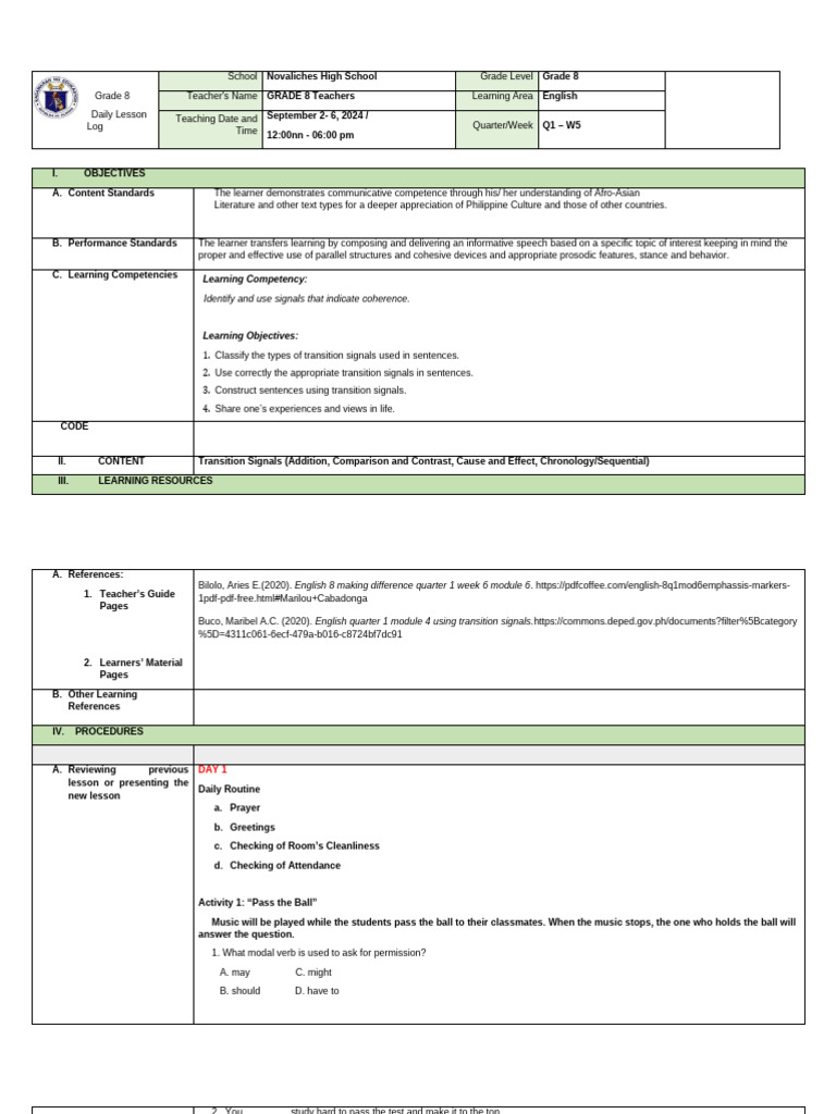 Q1W5 - Signals That Indicate Coherence | PDF