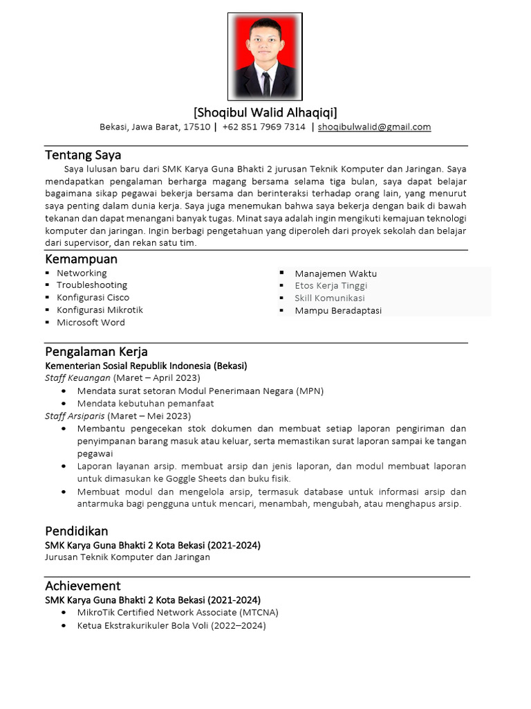 CV Shoqibul Walid Alhaqiqi | PDF