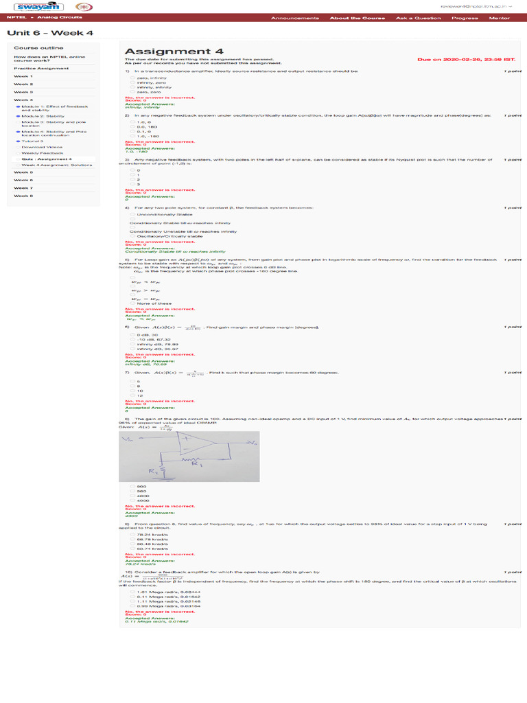 Analog Circuits Prof. Jayanta Mukherjee Noc20 - Ee24 - Assigment - 5 | PDF