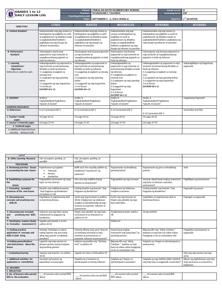 DLL_ESP 2_Q1_W6 | PDF