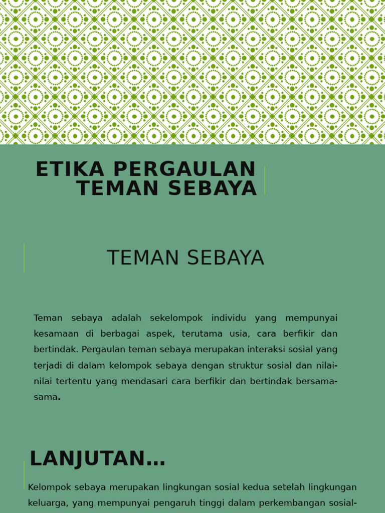 Etika Pergaulan Teman Sebaya (Autosaved) | PDF
