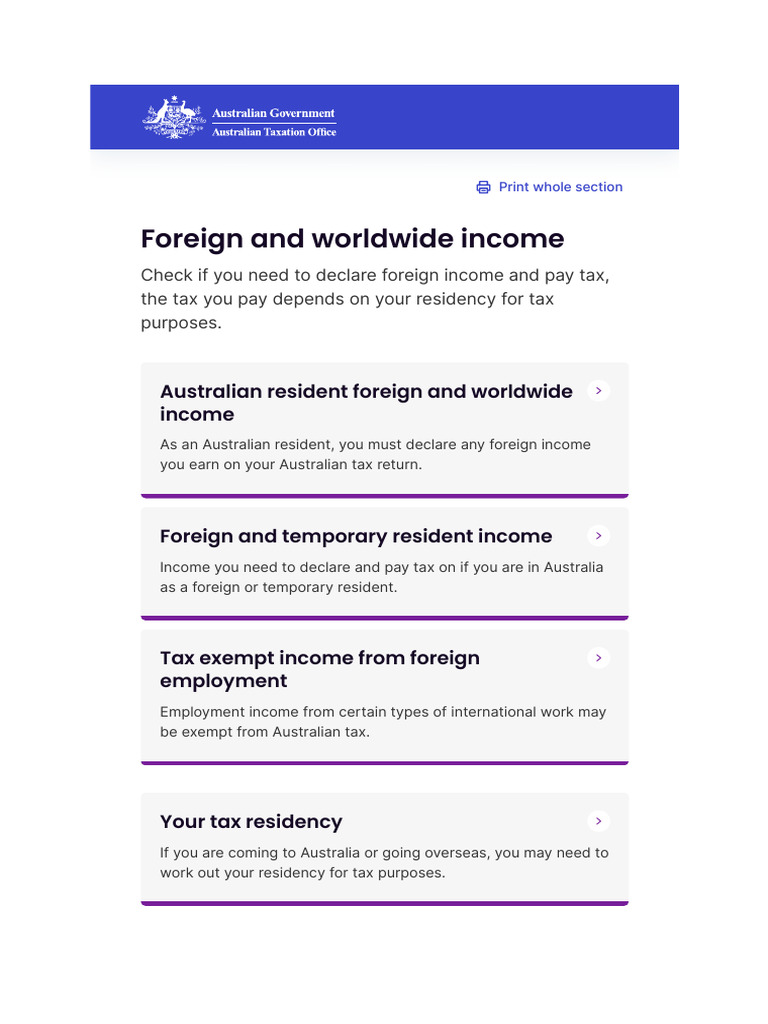 Australian Taxation - Foreign Income | PDF