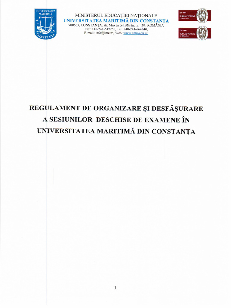 Regulament de Organizare Sesiune Deschisa | PDF