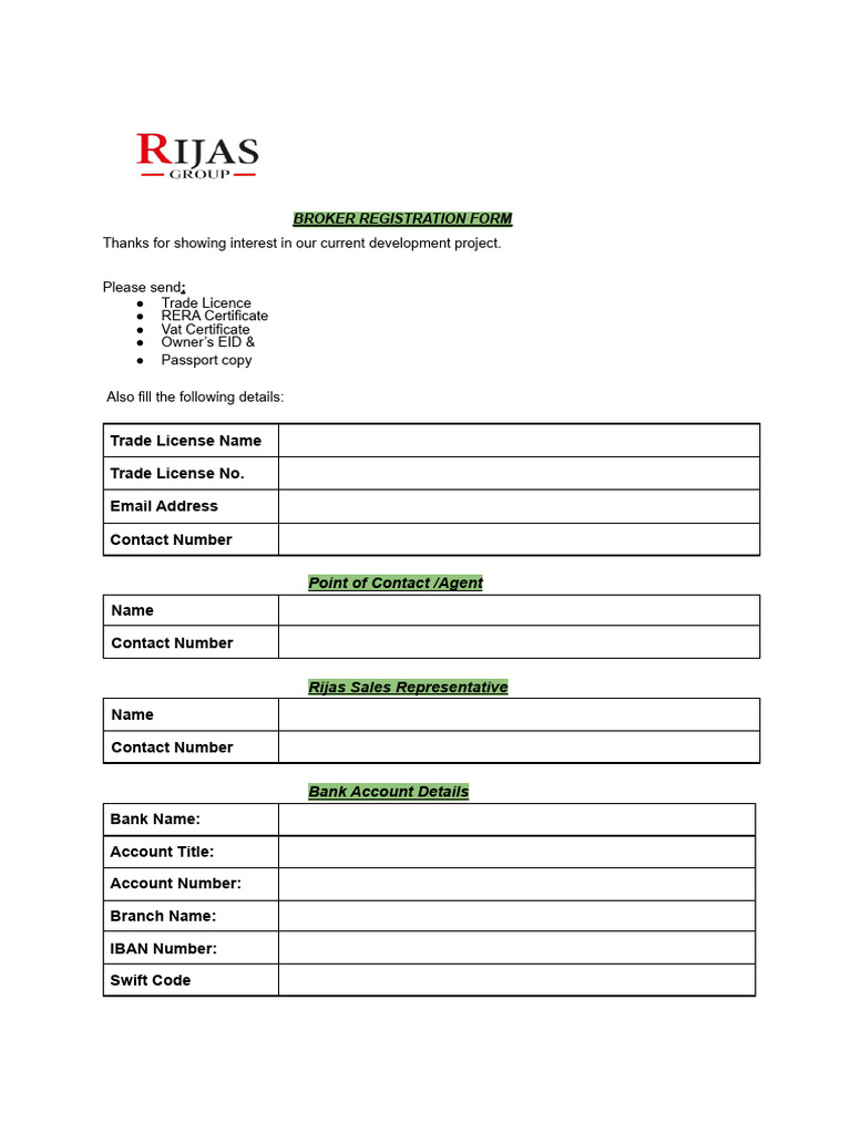 Broker Registration Form | PDF