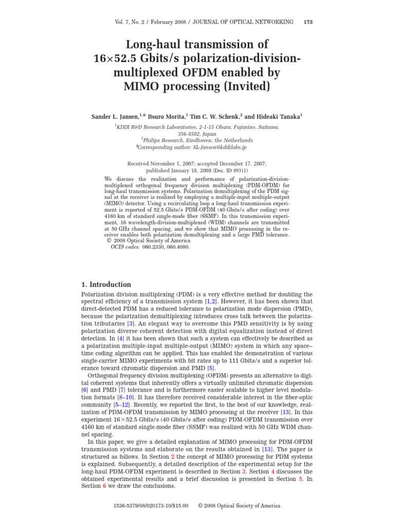 Polarization Division Multiplexed Cohere | PDF