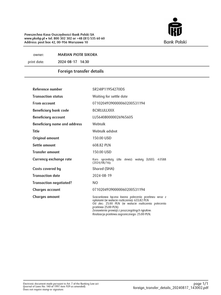 Foreign Transfer Details 20240817 143002 | PDF
